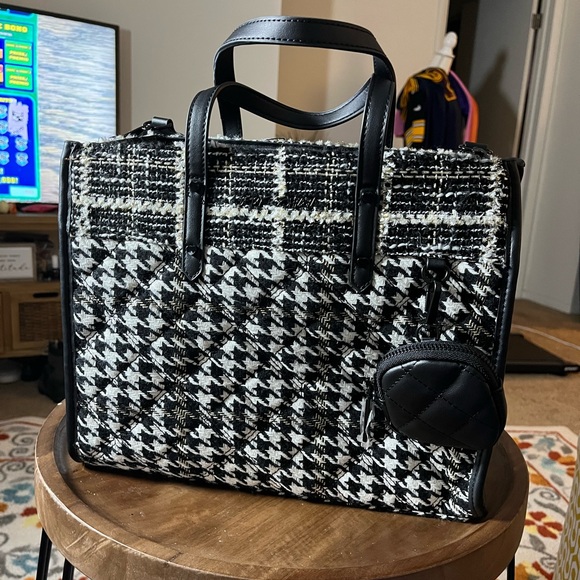 Betsey Johnson | Bags | Betsey Johnson Xo Becca Tweed Houndstooth ...